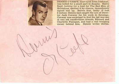 Dennis O'Keefe Signed Autographed Cut Signature Actor Writer JSA ...