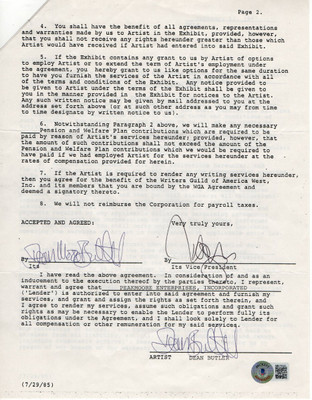 Dean Butler Signed Autographed Business Contract Signed Twice BAS ...