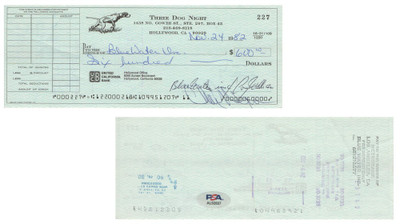 Chuck Negron Cory Wells Signed Autograph Bank Check Three Dog Night PSA ...