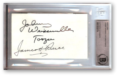 Johnny Weissmuller James Pierce Dual Signed Autographed Index Card ...