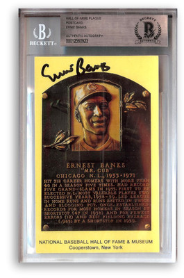 Ernie Banks Signed Autographed Hall of Fame Postcard Chicago Cubs BAS ...