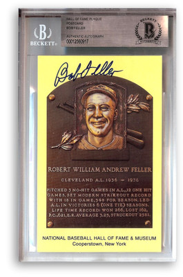 Bob Feller Signed Autographed Hall of Fame Postcard Cleveland Indians ...