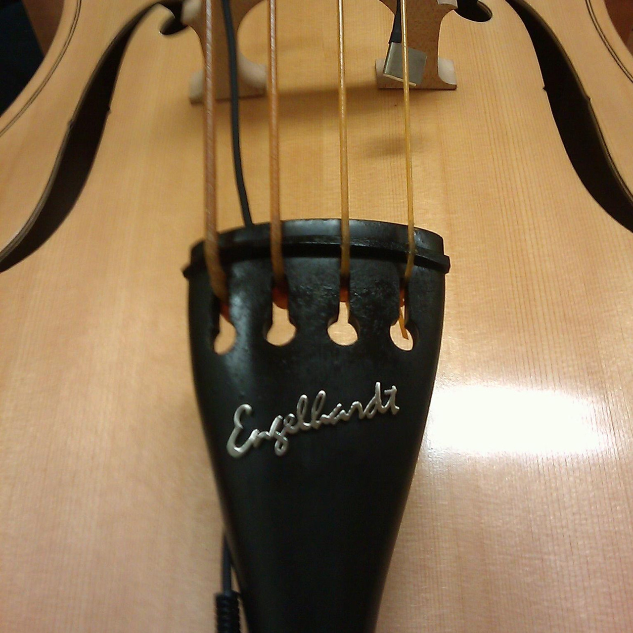 Metal tailpiece logo for Engelhardt Bass