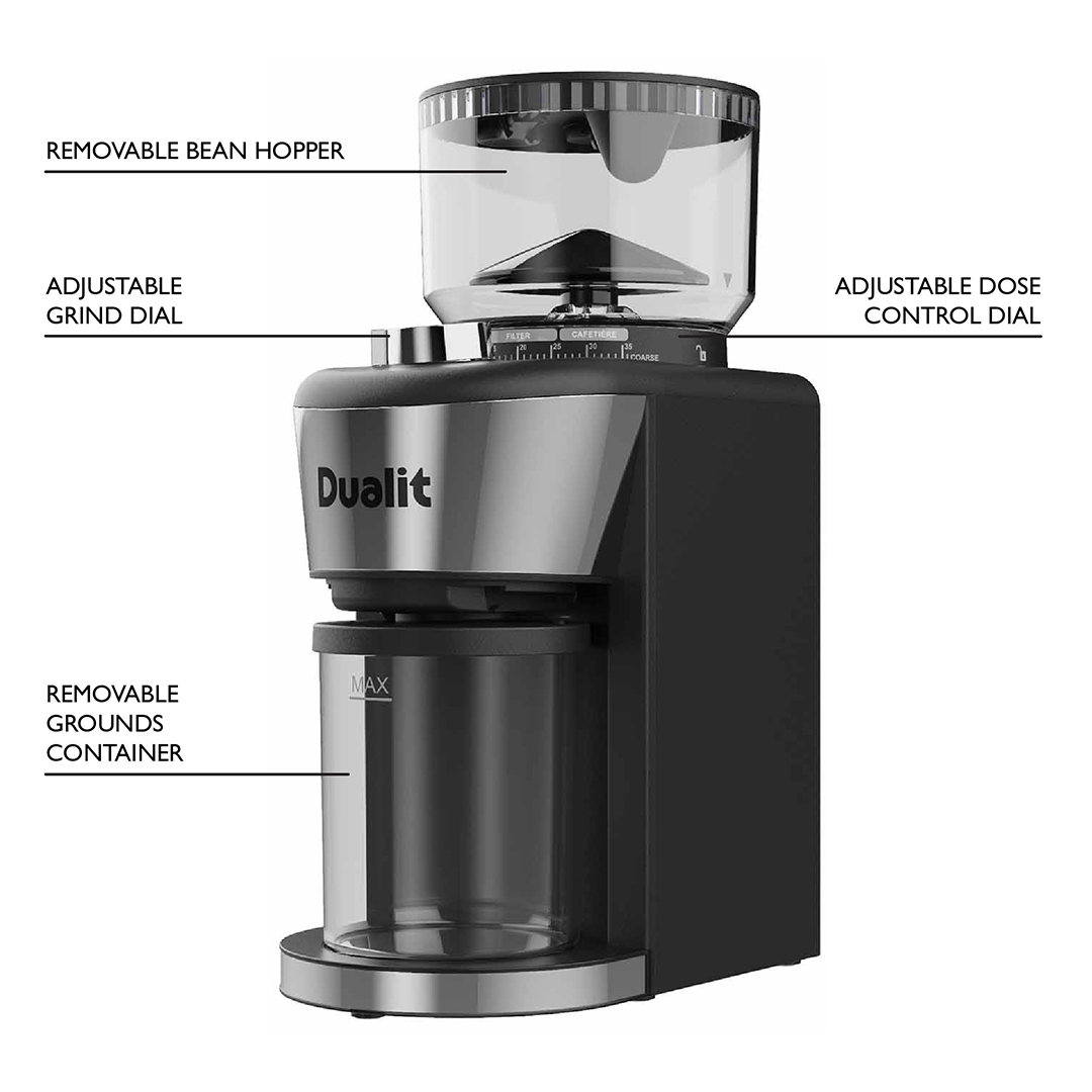 Dualit Burr Coffee Grinder in Black | Juicers.co.uk