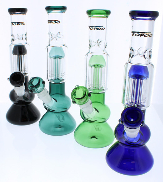 12 inch Water Pipe with Tree Perc - Green | Glass Dab Rig