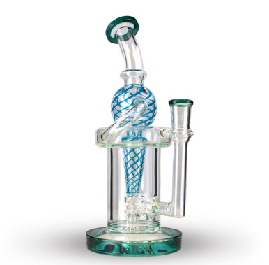 On Point Glass 9" Color Swirl Recycler Water Pipe with 14mm Banger