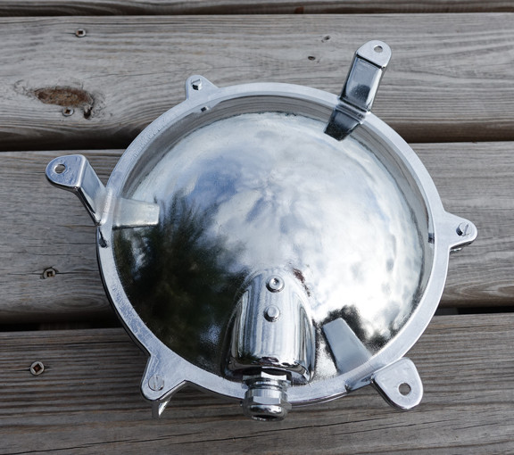Chrome nautical round clamshell maine light w/feet- 8" - Nautical Decor ...
