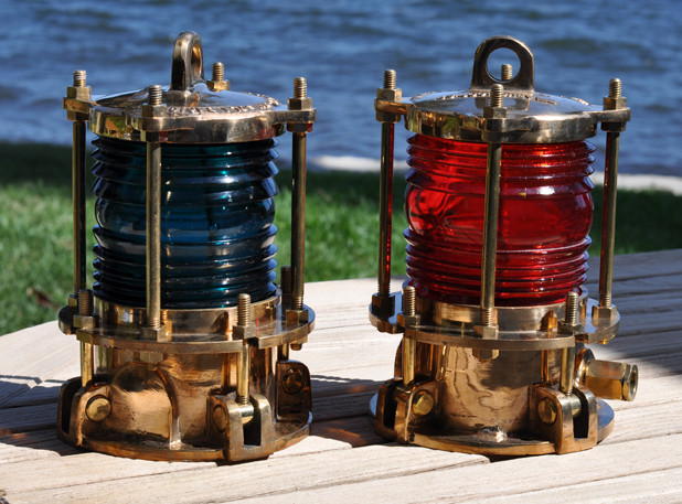 Marine Bronze Nautical Piling Dock Lights - Port & Starboard Pair ...