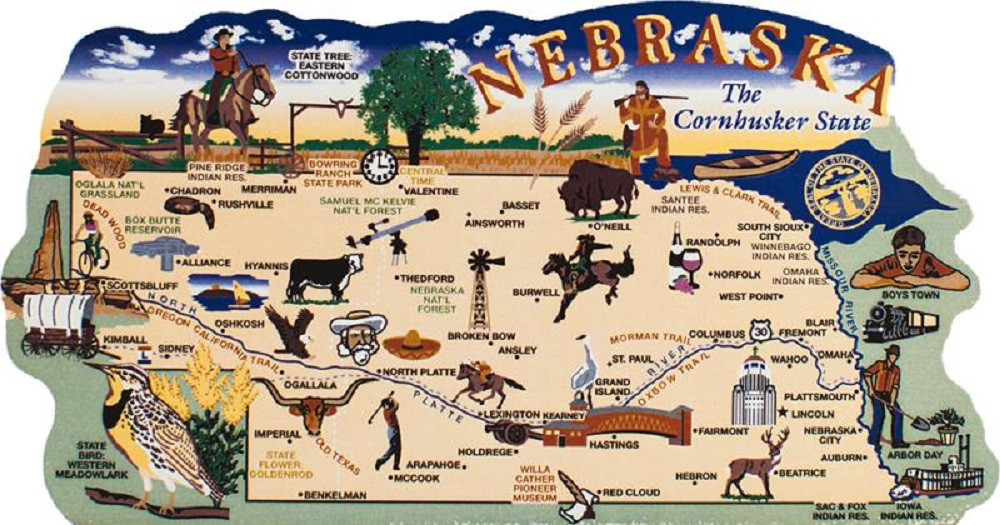 Nebraska State Map Wooden Keepsake Cat's Meow Village|USA Points of ...