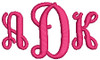 1370 Adele 3 Letter Monogram Machine Embroidery Designs 2 inch