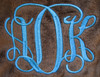 1358 Entwined or Vine 3 Letter Monogram Machine Embroidery Designs 6 inch