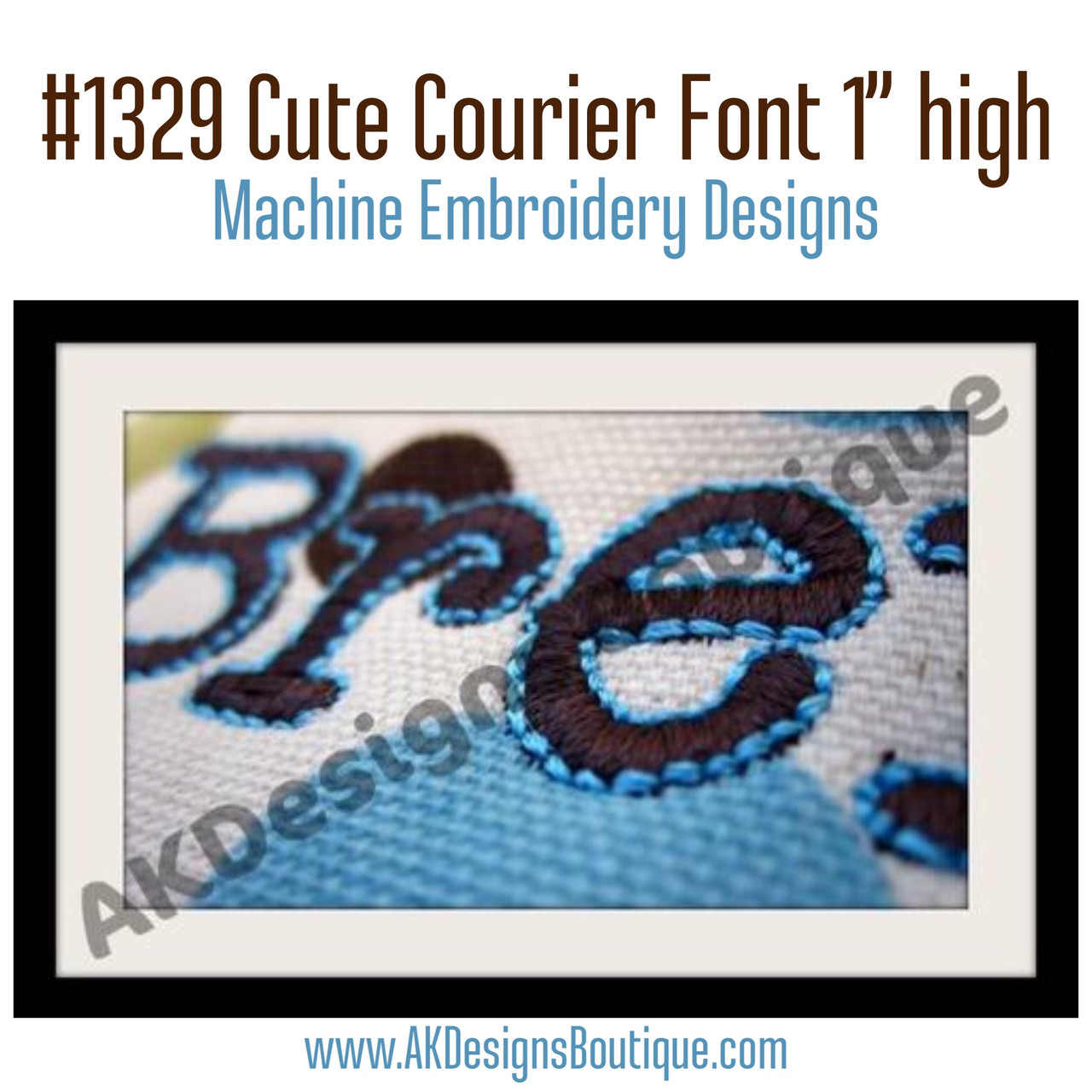 No 1329 Cute Courier Font Machine Embroidery Designs 1 inch high