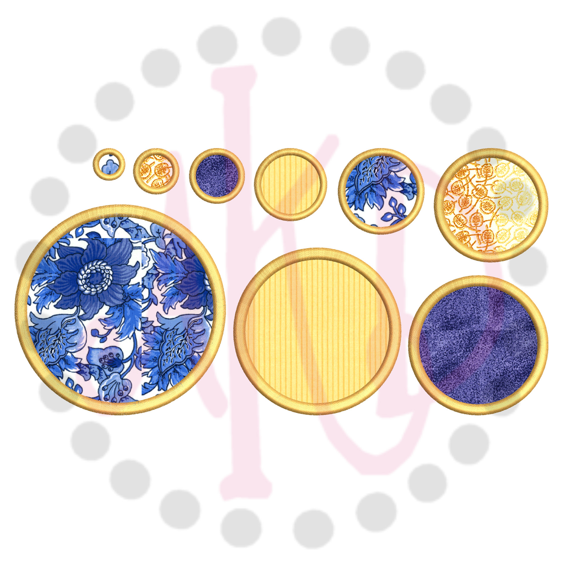 Applique Preppy Circle and Dots Frames Designs