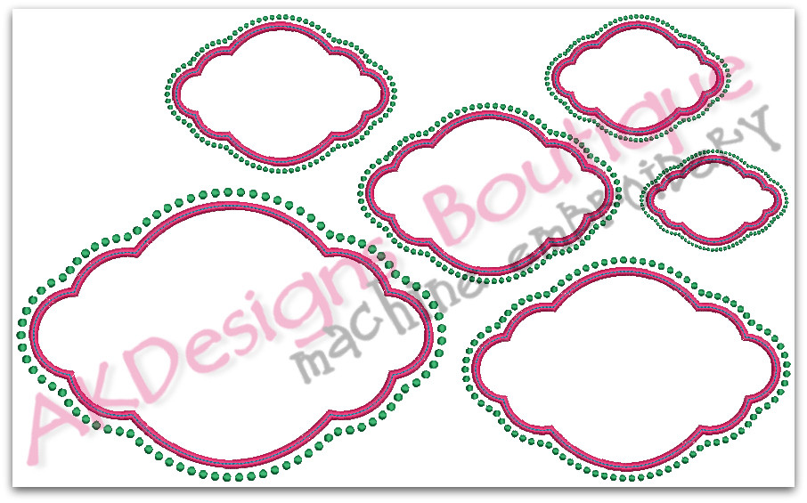Fancy Applique Cloud Font Frame Machine Embroidery Designs
