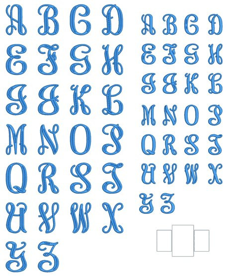 1371 Adele 3 Letter Monogram Machine Embroidery Designs 3 inch