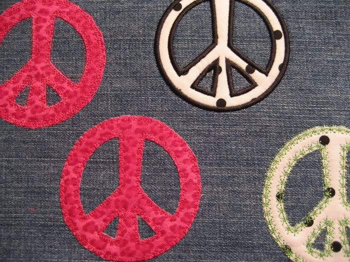 Applique Peace Sign Machine Embroidery Designs