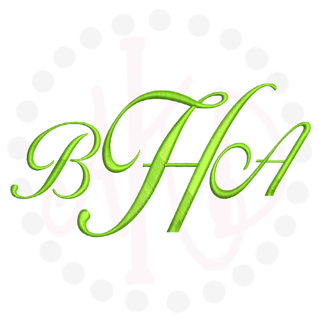 Classic Script 3 Letter Monogram Machine Embroidery Designs