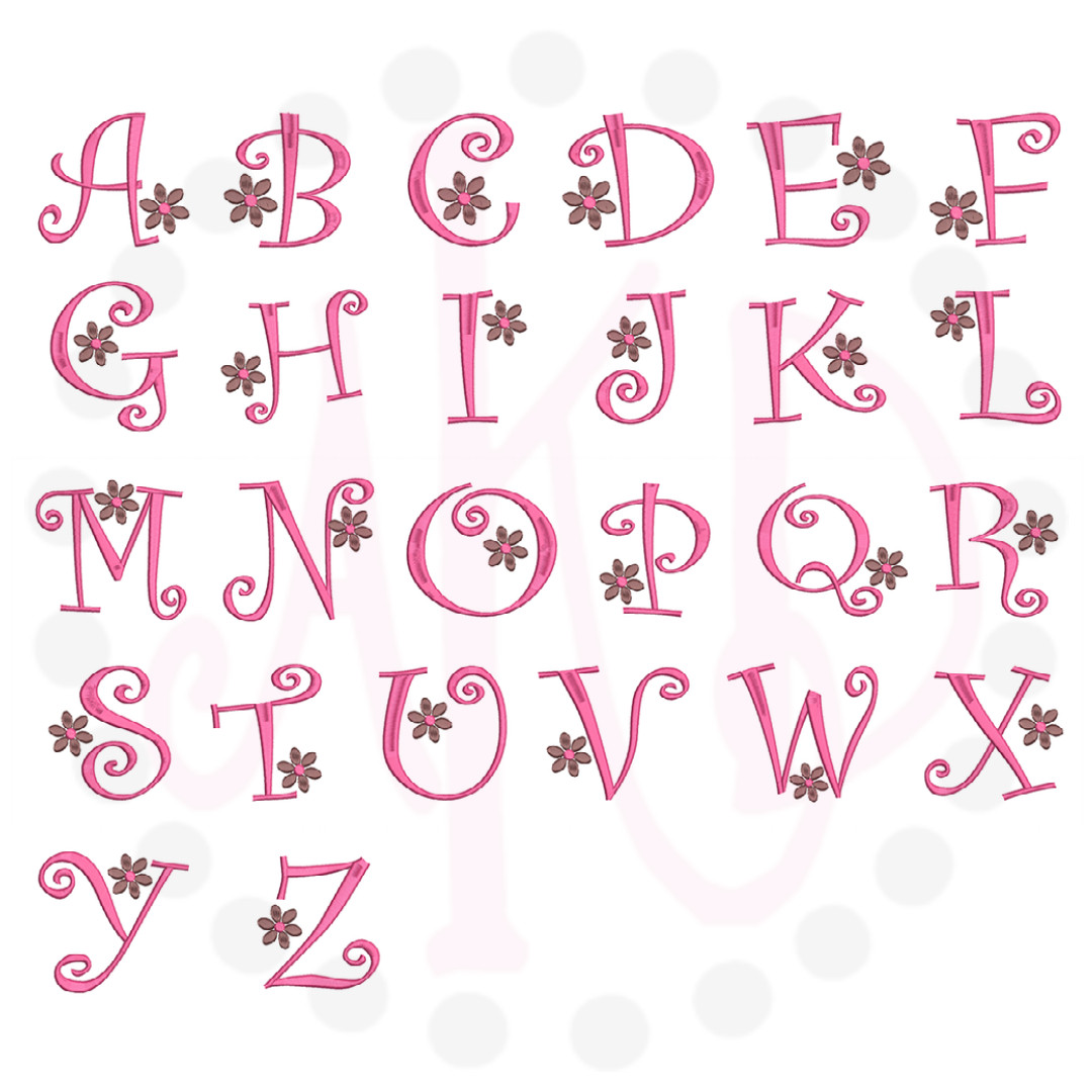 Flower Font Machine Embroidery Designs