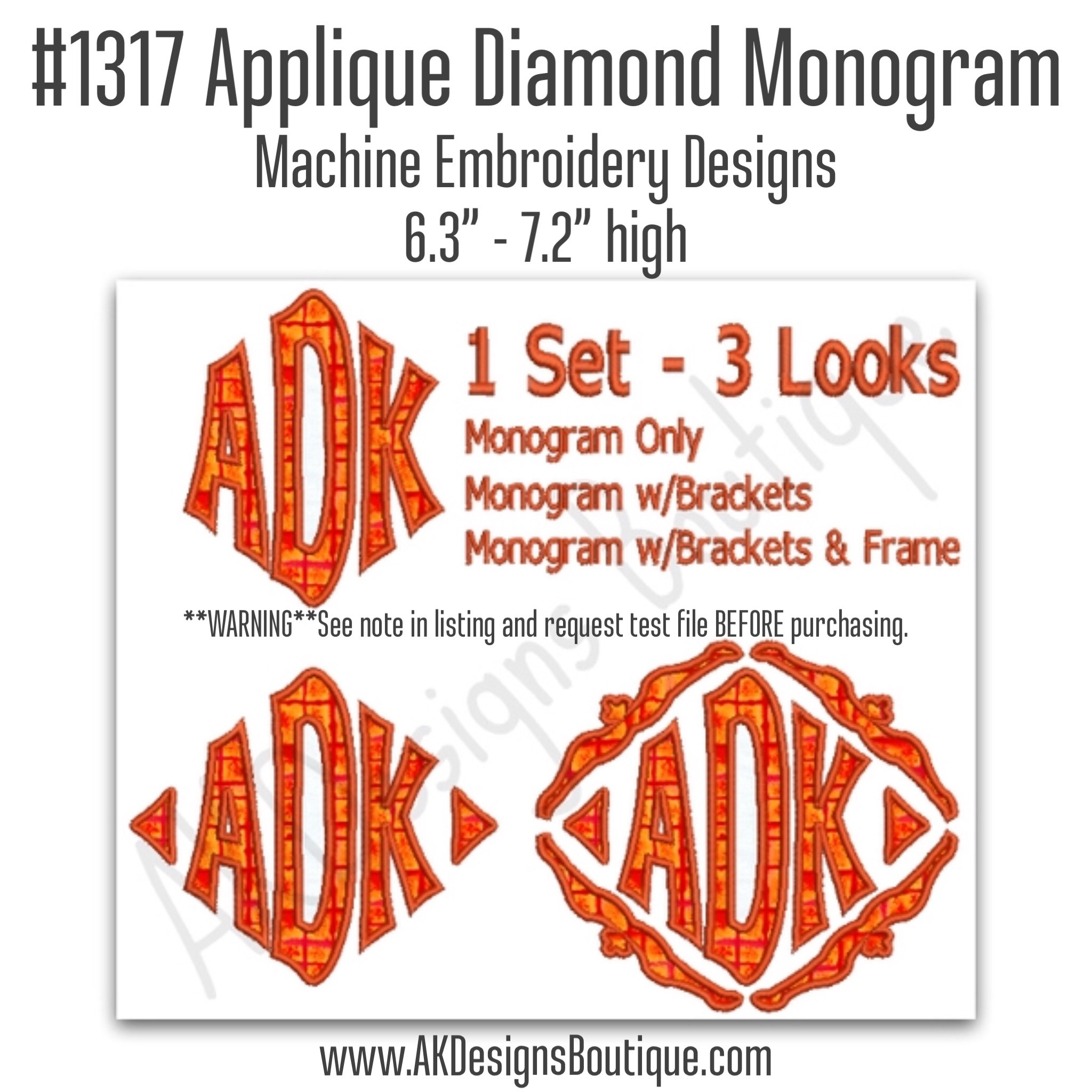 Applique Embroidery Monogram No 1317 Machine Designs