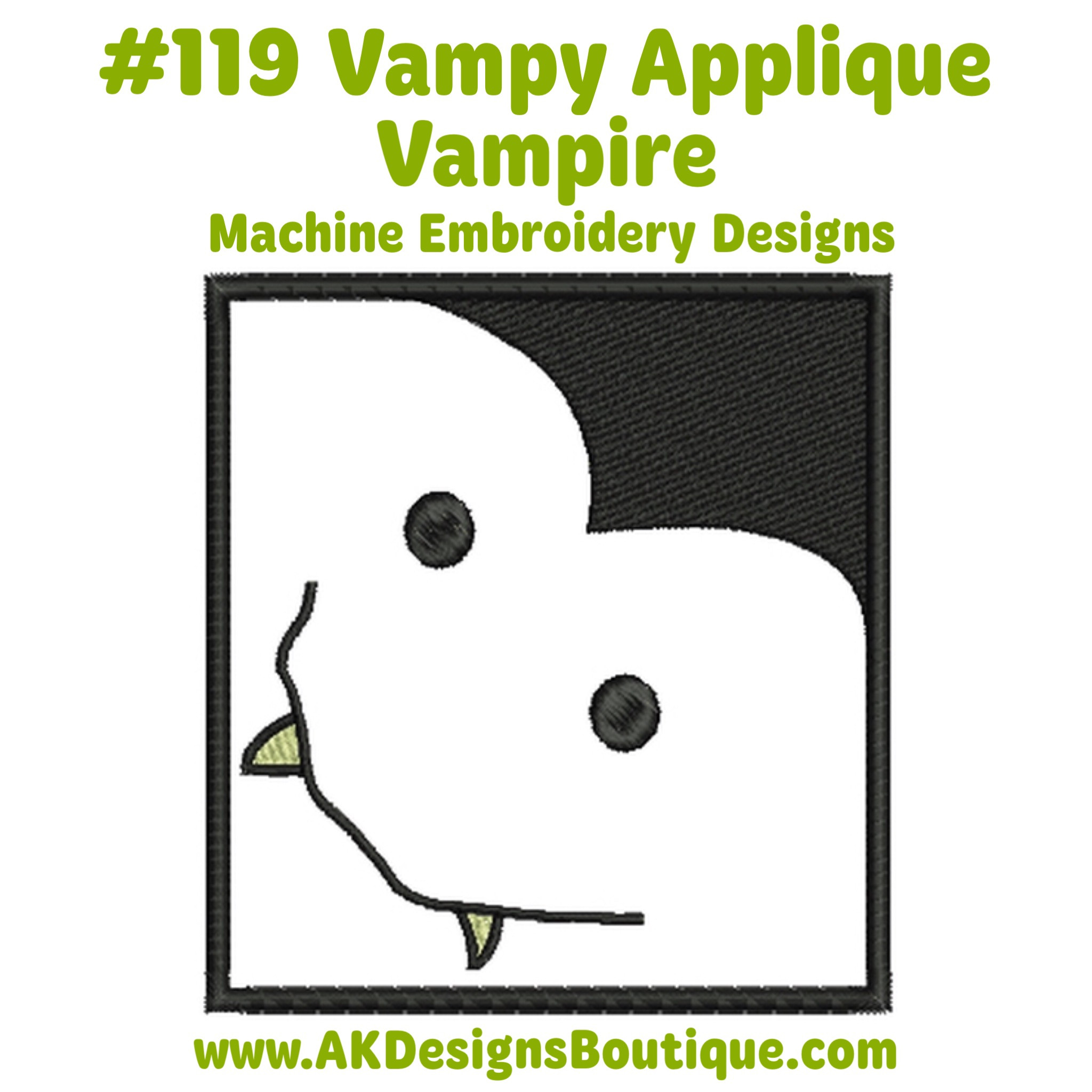 No 119 Vampy Applique Vampire Halloween Machine Embroidery Designs