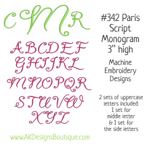 Paris Script Monogram Machine Embroidery Designs