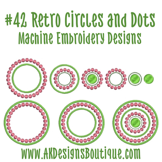 394 Preppy Circle Dots Monogram or Font Frames Embroidery Designs