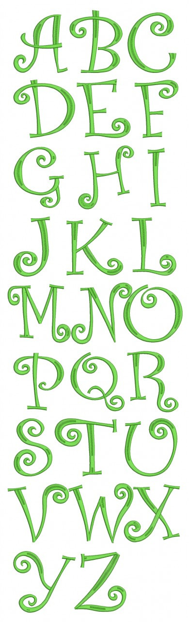 CurlyQue Font Machine Embroidery Designs
