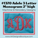 1370 Adele 3 Letter Monogram Machine Embroidery Designs 2 inch