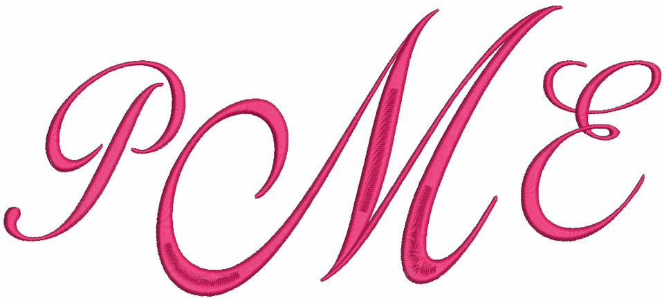 Classic Script 3 Letter Monogram Machine Embroidery Designs