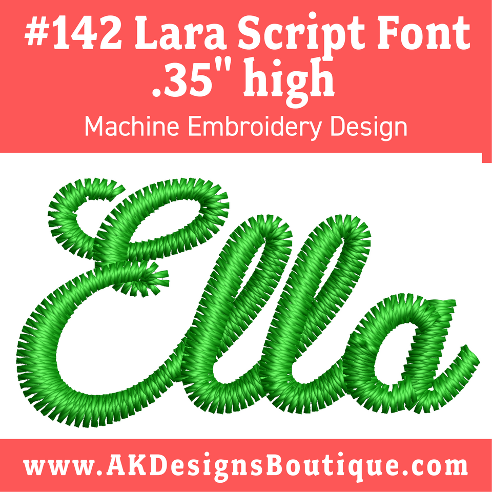 Embroidery Font 142 Lara Script Designs | AKDesigns Boutique