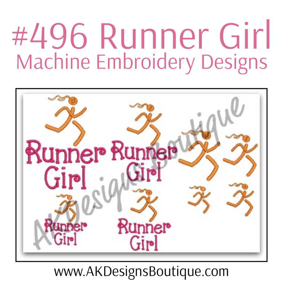 496 Runner Girl Machine Embroidery Designs