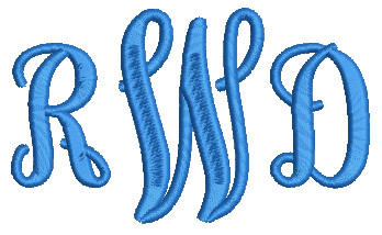 1371 Adele 3 Letter Monogram Machine Embroidery Designs 3 inch