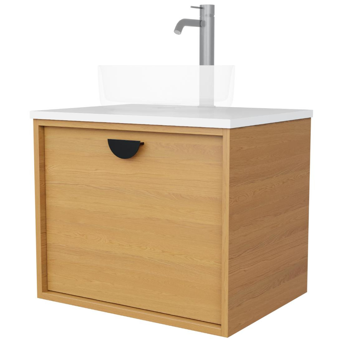 Half Moon Vanity 600mm Centre Basin Single Drawer Include Top - Mico NZ