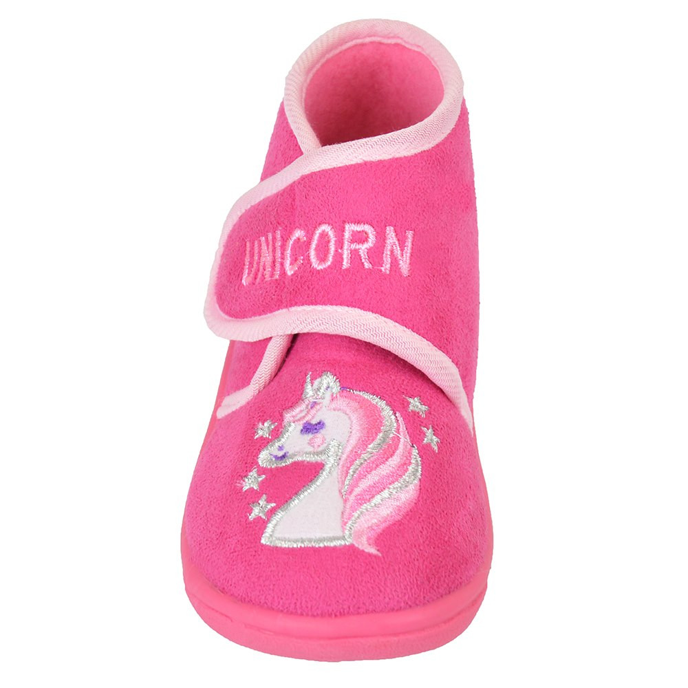 Toddler Girls Pink Unicorn Fleece Slipper Booties | Heat Treats