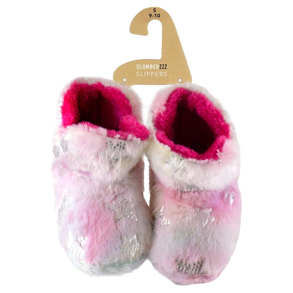 Girls Rainbow Stars Faux Fur Slipper Boots | Heat Treats