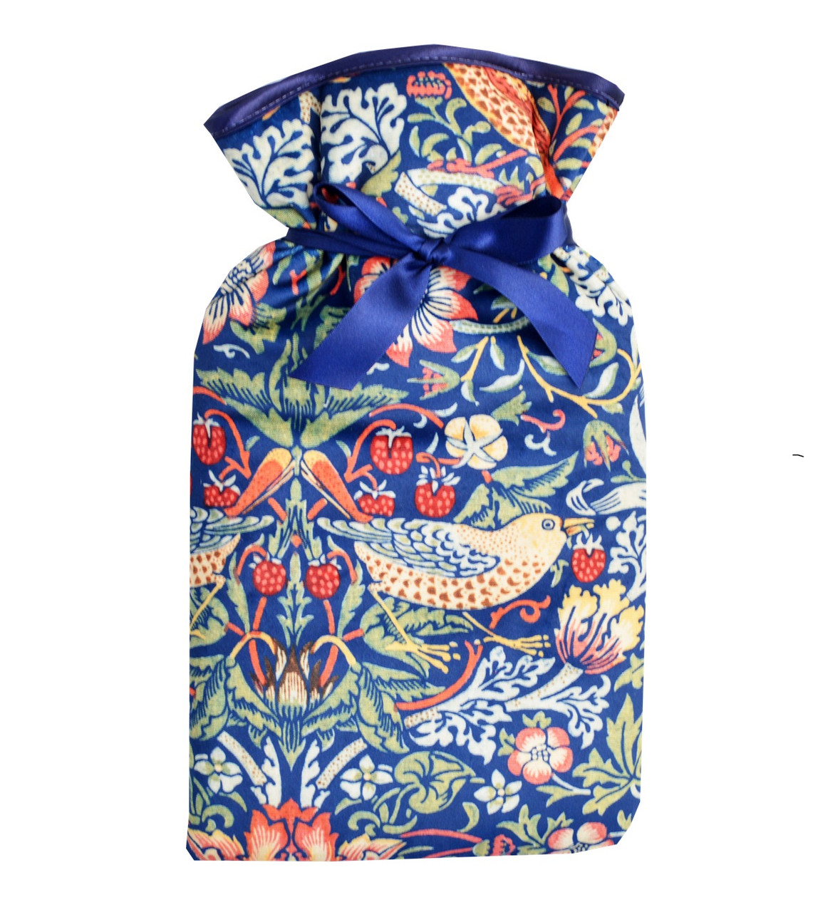 Blue Strawberry Thief Padded Velvet Cover 2L Hot Water Bottle | Heat Treats