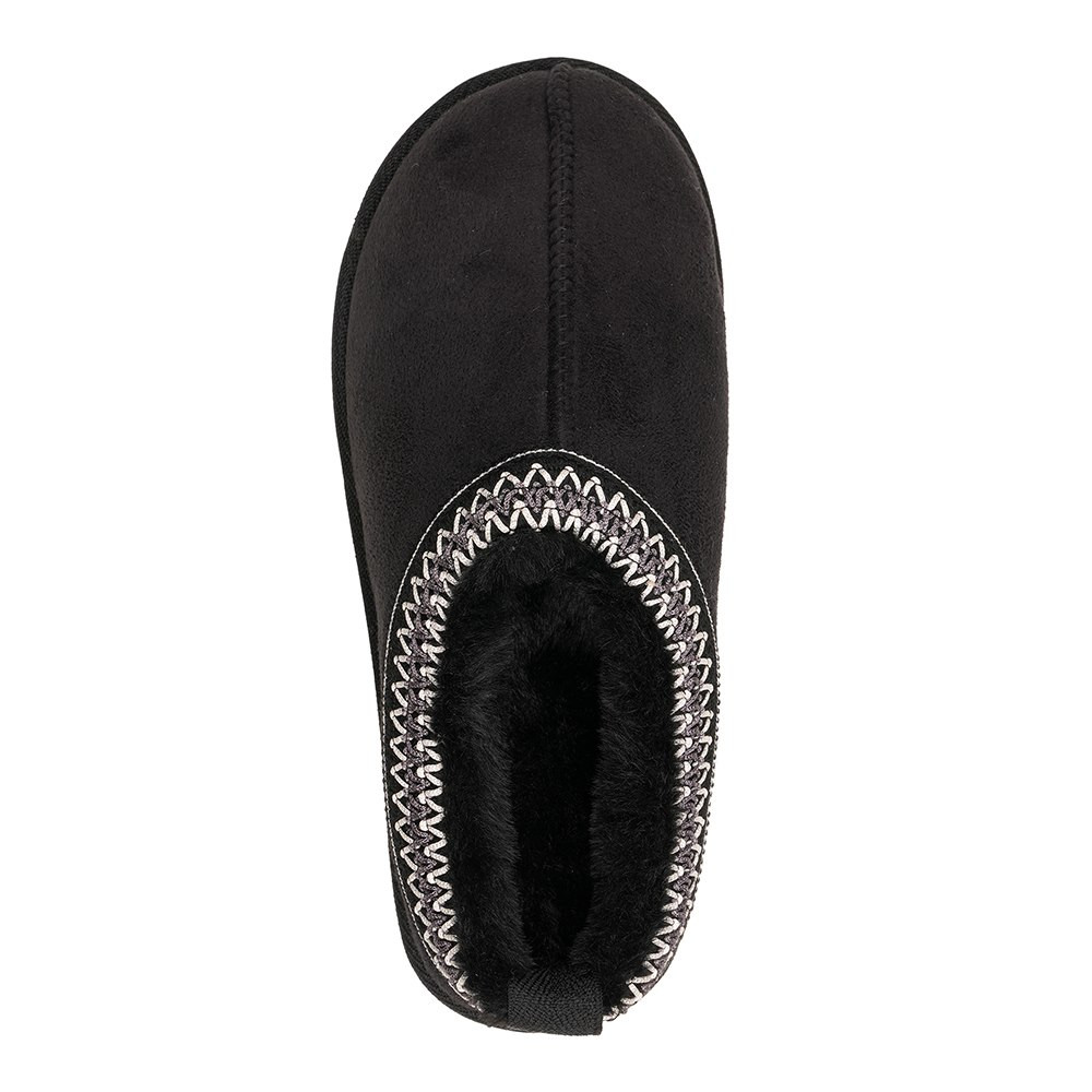 Black Faux Suede Chunky Sole Mule Slippers | Heat Treats