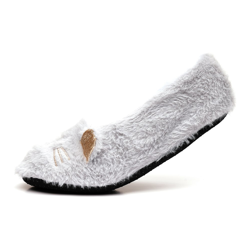 Womens Grey Cat Faux Fur Slipper Socks & Sleep Mask | Heat Treats