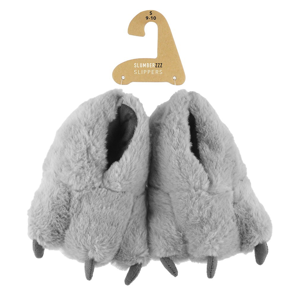 Kids 3D Claw Grey Faux Fur Novelty Slippers | Heat Treats