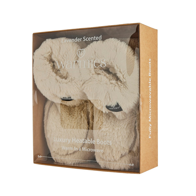Warmies Almond Luxury Fur Microwavable Slipper Boots | Heat Treats