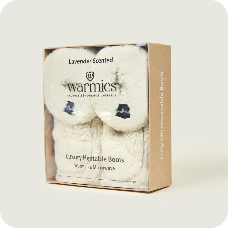 Warmies Almond Luxury Fur Microwavable Slipper Boots | Heat Treats