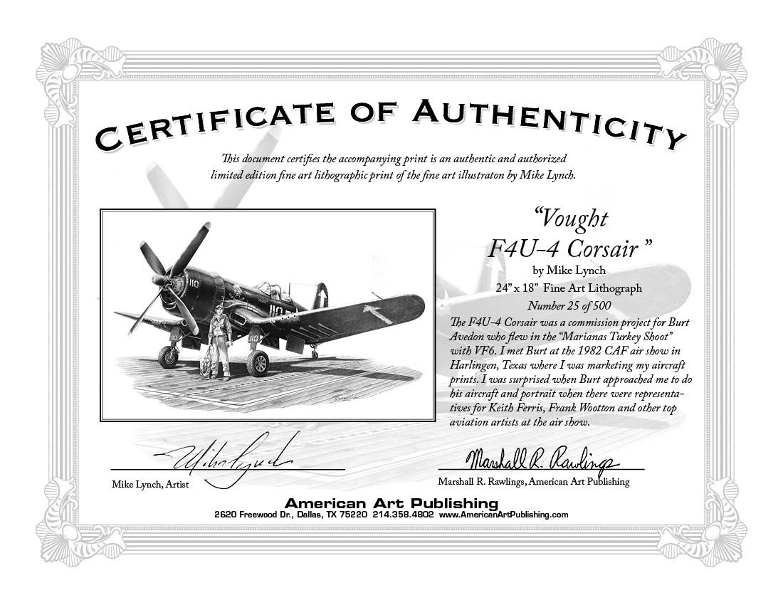 Mike Lynch's F4U-4 Corsair Fine Art Print | American Art Publishing