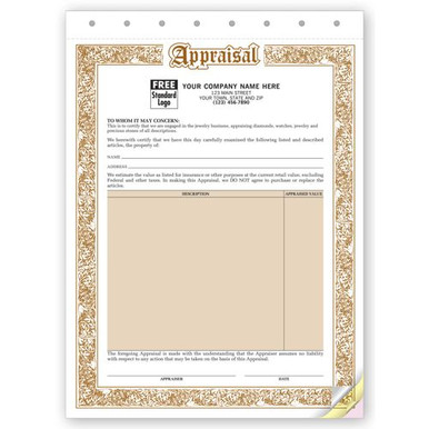 Appraisal Form - Jewelry Appraisal Forms, 8 1/2 x 11 ...