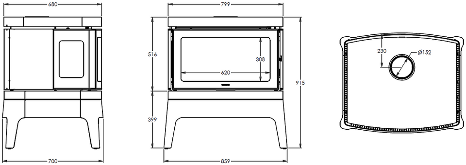 Large Console Freestanding Wood heater