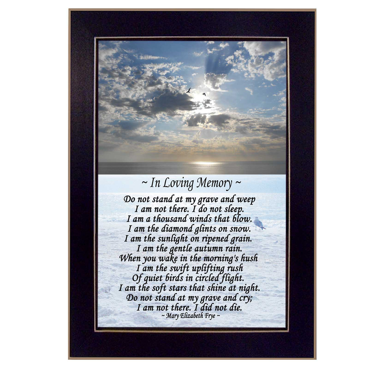 "In Loving Memory-coastal" in a black frame with sanded edges