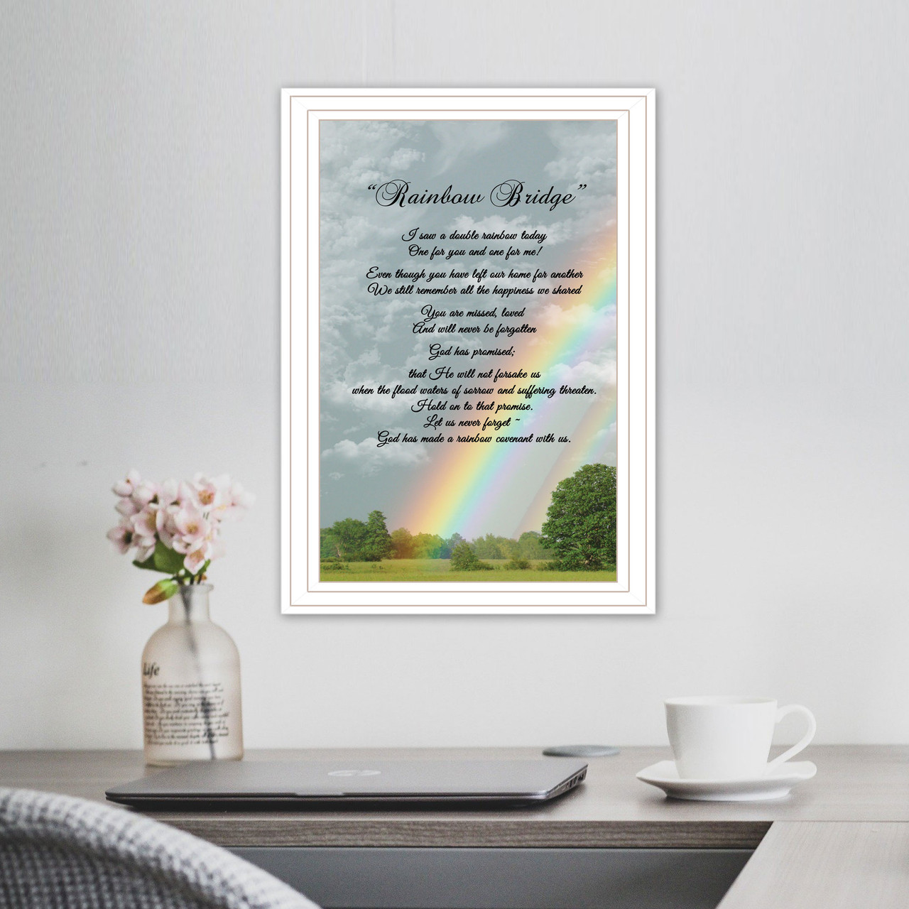 "Rainbow Bridge" in a white grooved frame