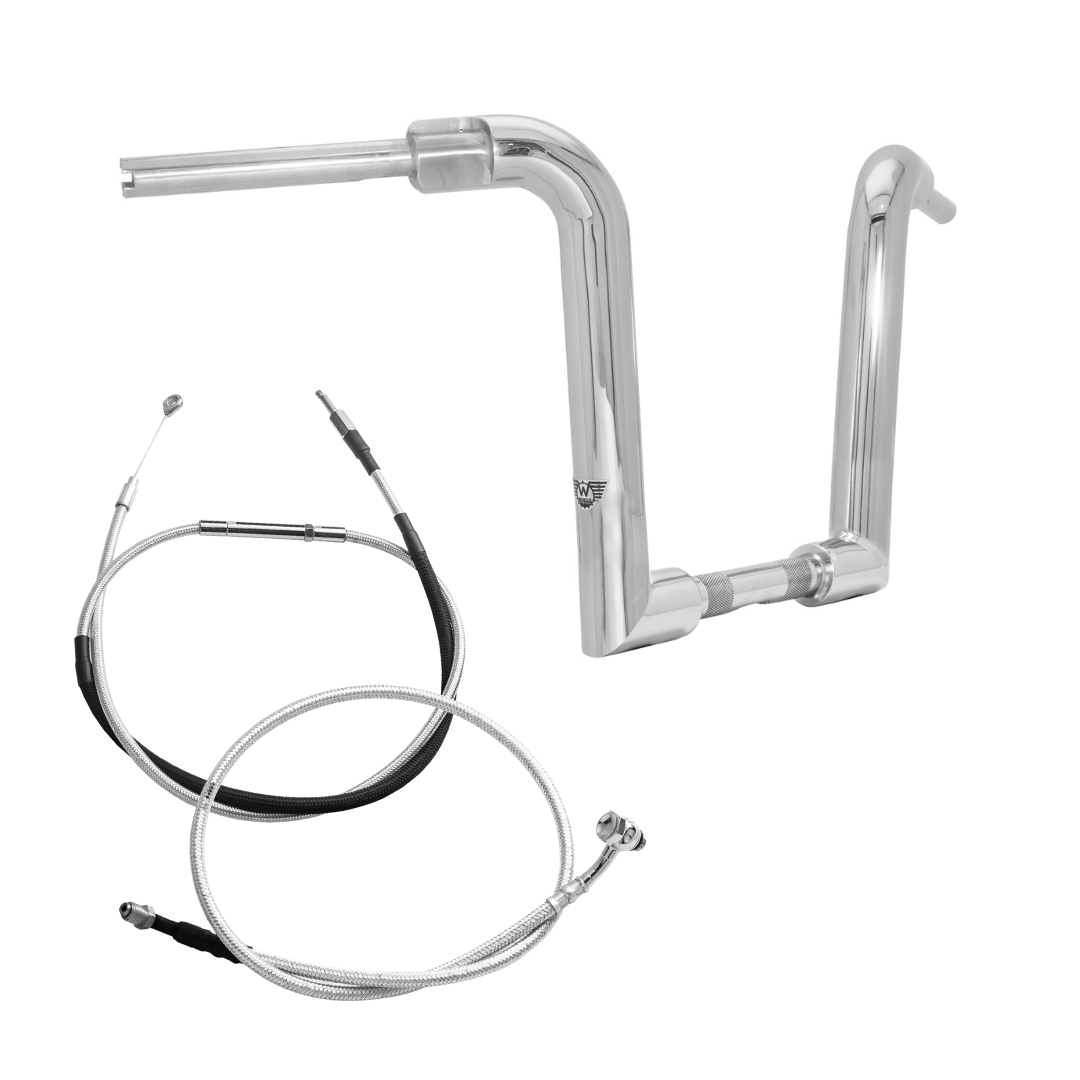 Ape Classic Rhino 2" Handlebars Kit + Mechanical Cables for Harley ...