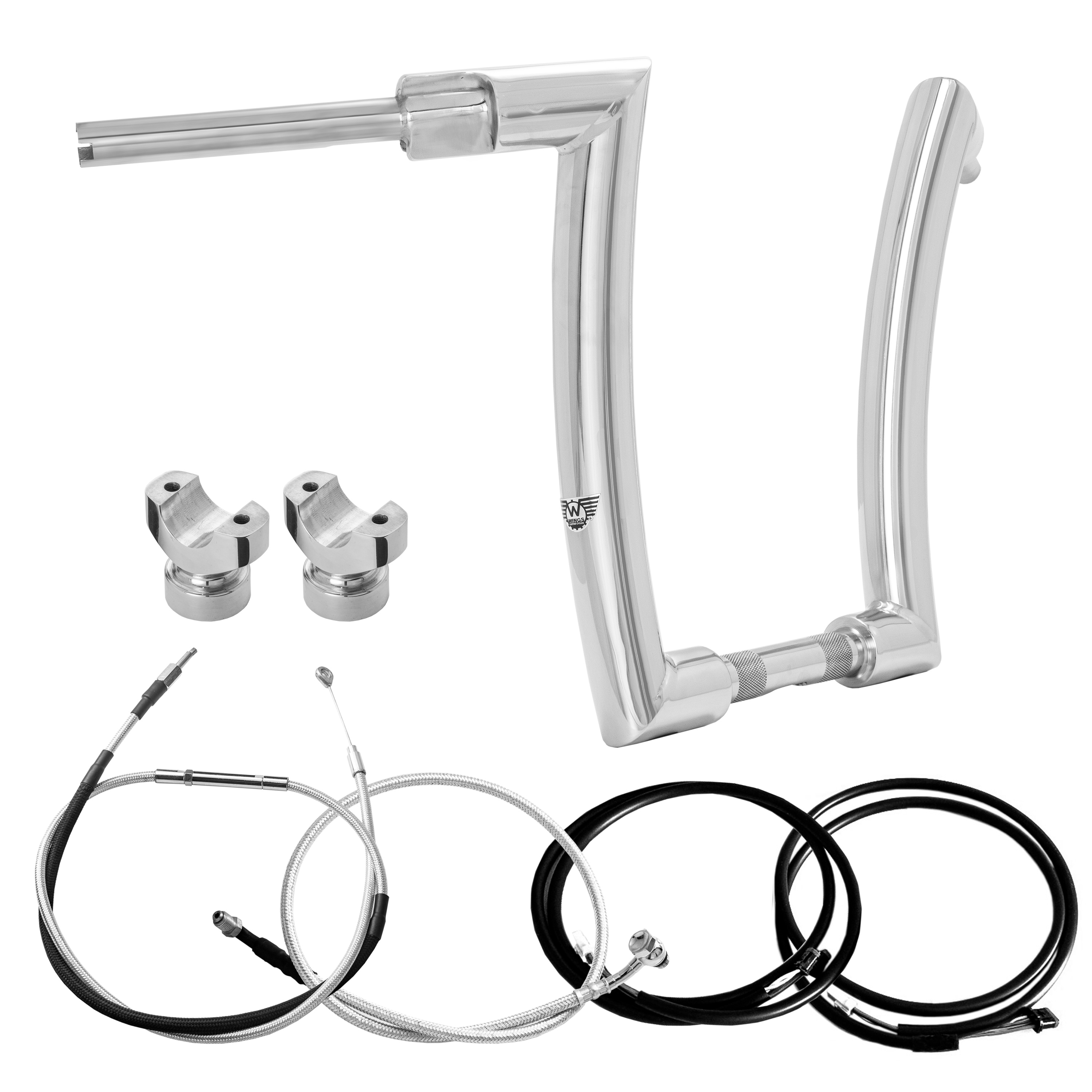 King Curve Rhino 2" Handlebars Kit + Clamps + Mechanical Cables ...