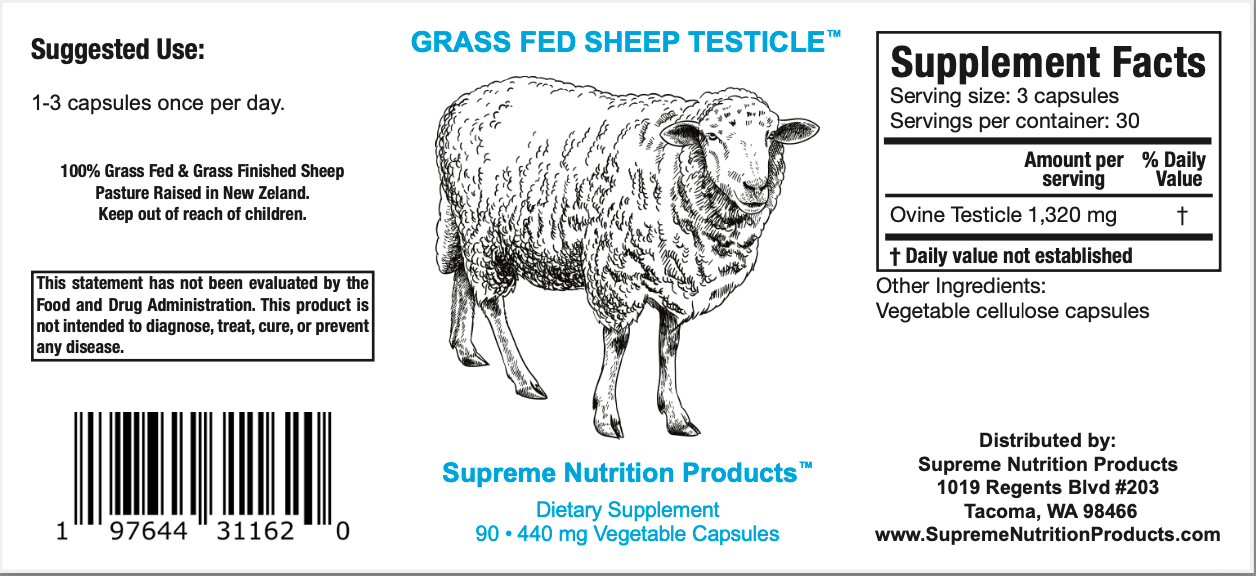 Grass Fed Sheep Testicle - Supreme Nutrition Products
