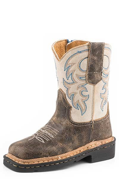 Girls Roper Boot, Brown Vamp, Leopard Shaft, Pink Zipper - Chick Elms ...